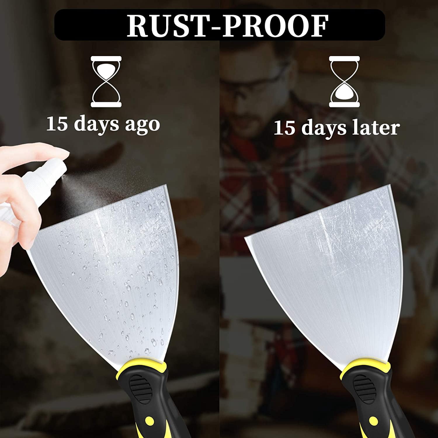 UKLL-Putty Knife Scrapers, Spackle Knife, Metal Scraper Tool for ...