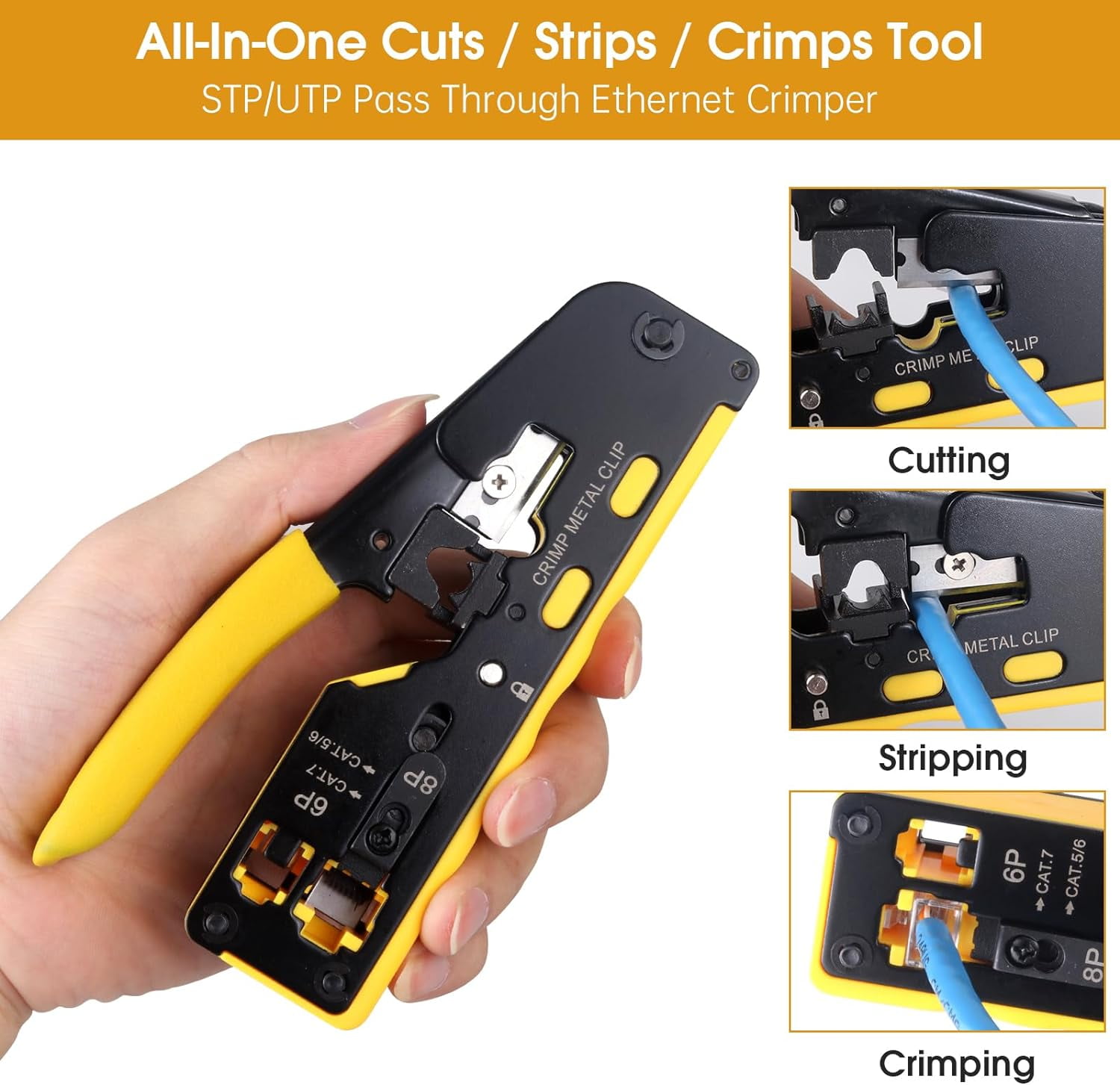 UKLL-RJ45 Crimping Tool Kit Ethernet Crimp Tool Set, CAT5 Cat5e Cat6 ...