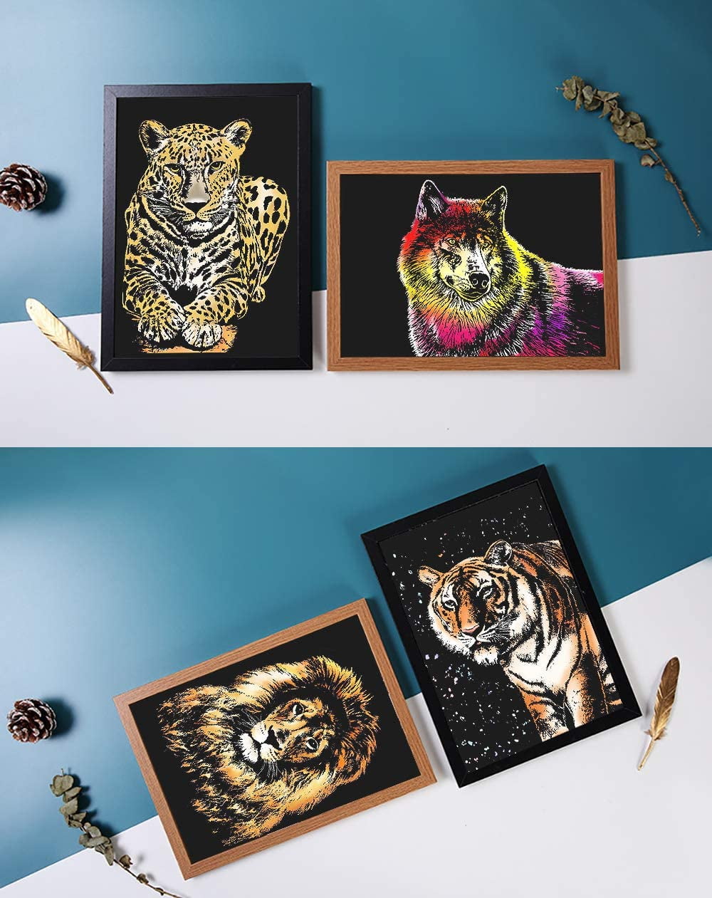 UKLL-Rainbow Scratch Art Painting Paper (A4) for Kids & Adults, Night ...