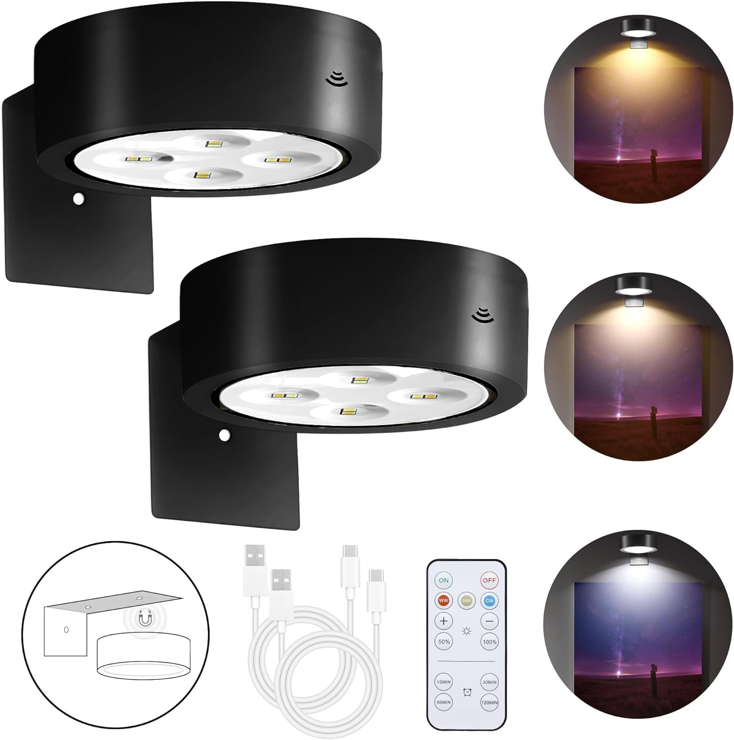 UKLL-Rechargeable Battery Picture Light, Led Painting Light with Remote ...
