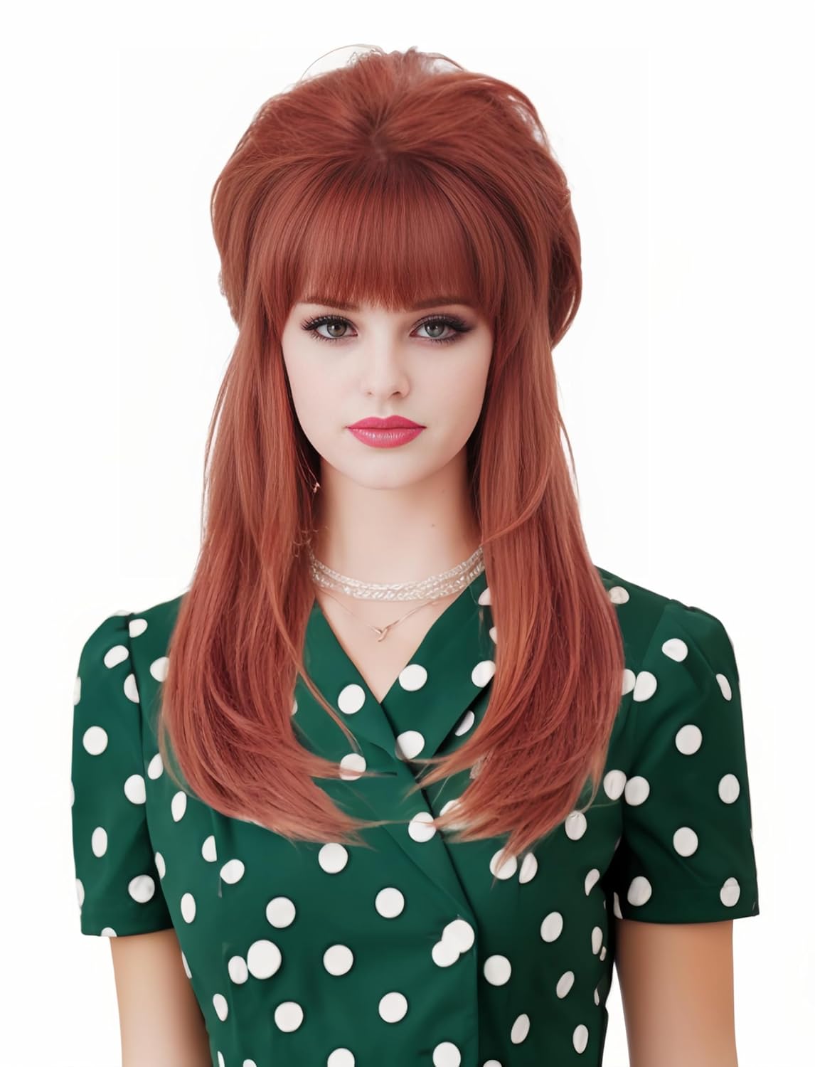 UKLL-Reto Copper Red Wig for 50s 60s 70s Beehive Auburn Wig for Women ...