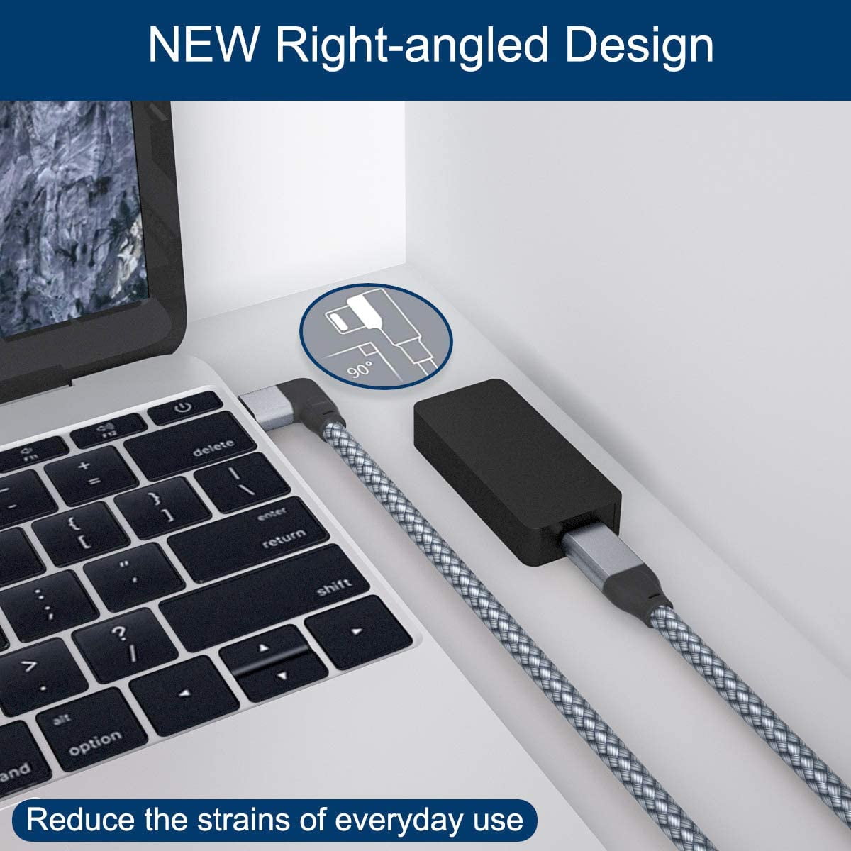 UKLL-Right Angle USB C Extension Cable 6.6FT,Type C 3.1 3.2 Gen2(10Gbps ...