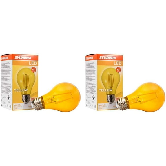 UKLL-SYLVANIA LED Yellow Glass Filament A19 Light Bulb, Dimmable ...