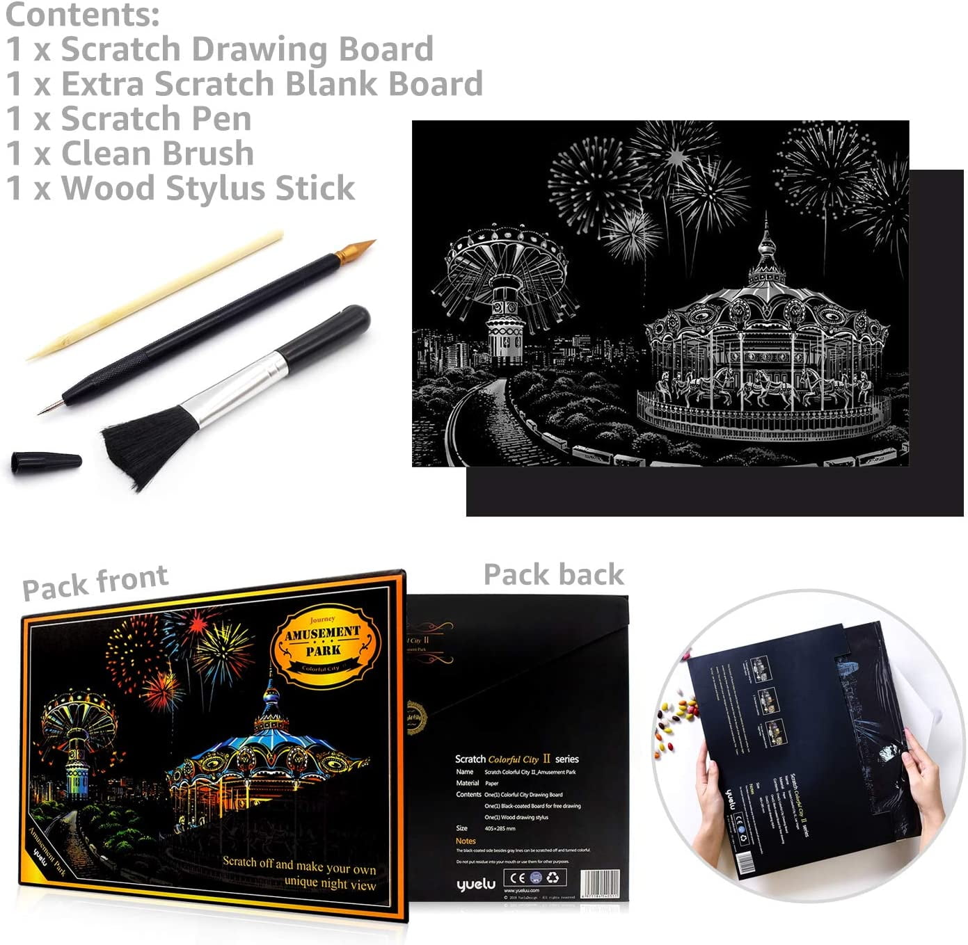 UKLL-Scratch Painting Kits for Adults & Kids, Craft Art Set, Rainbow ...