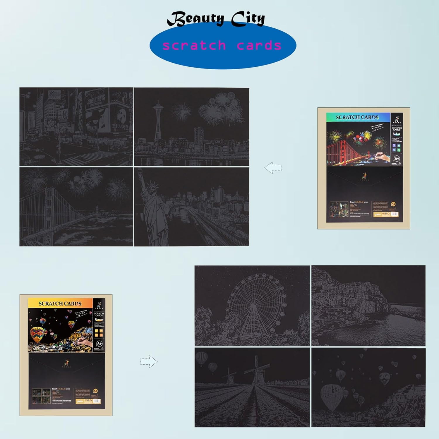 UKLL-Scratch Painting & Scratch Cards A4 for Kids & Adults, Rainbow ...