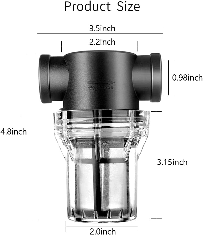 UKLL-Sediment Filter Attachment In-Line Water Hose Filter with 80 Mesh ...