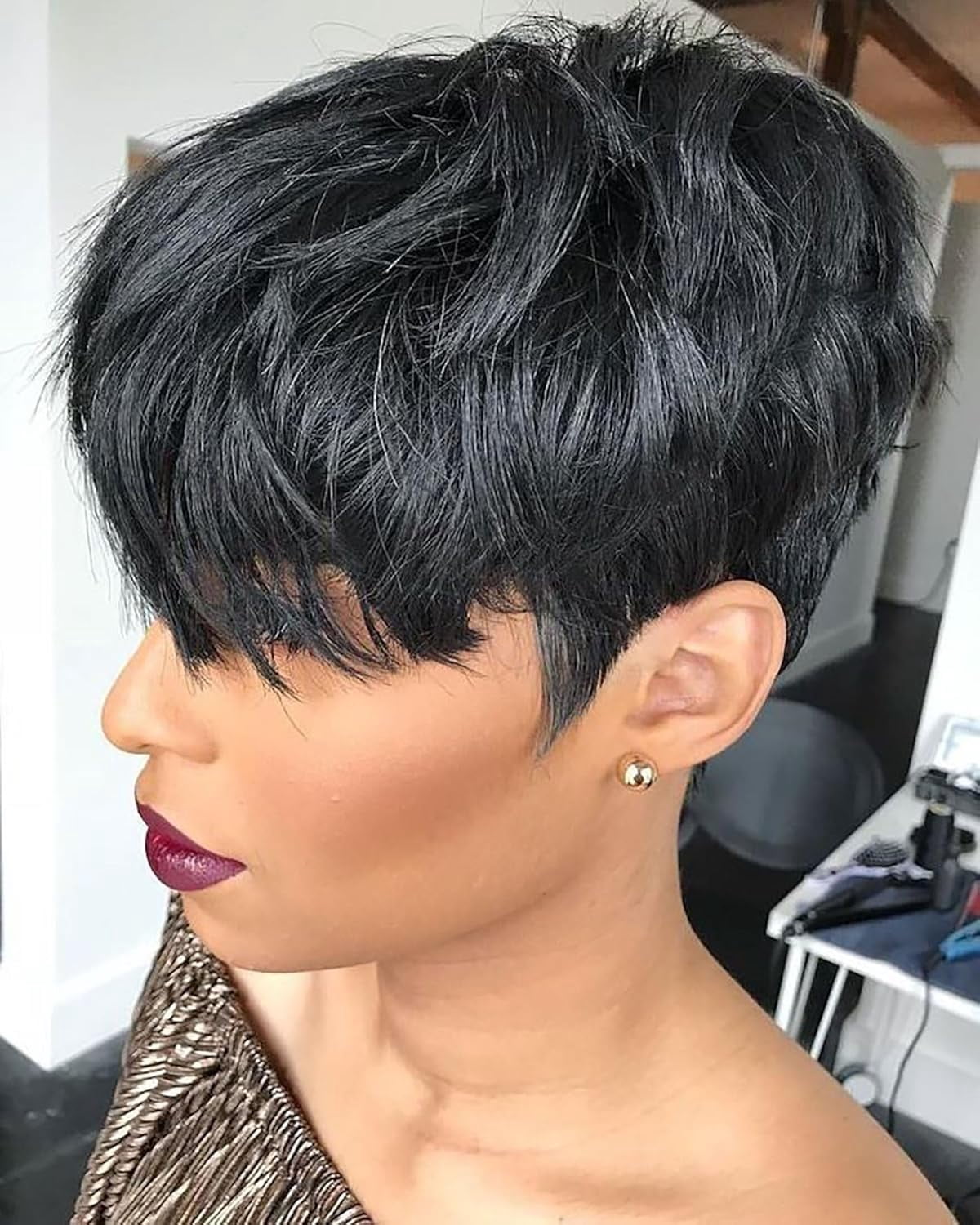 UKLL-Short Curly Pixie Cut Wig Human Hair Short Wigs for Black Women ...