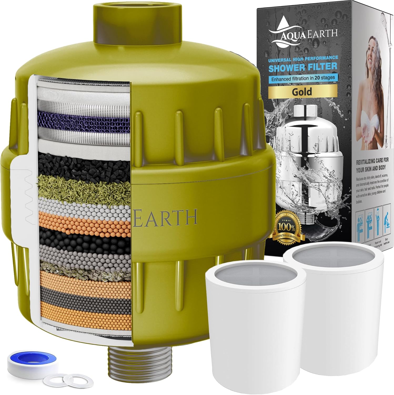 UKLL-Shower Head Filter For Hard Water Gold 20 Stages to Remove ...