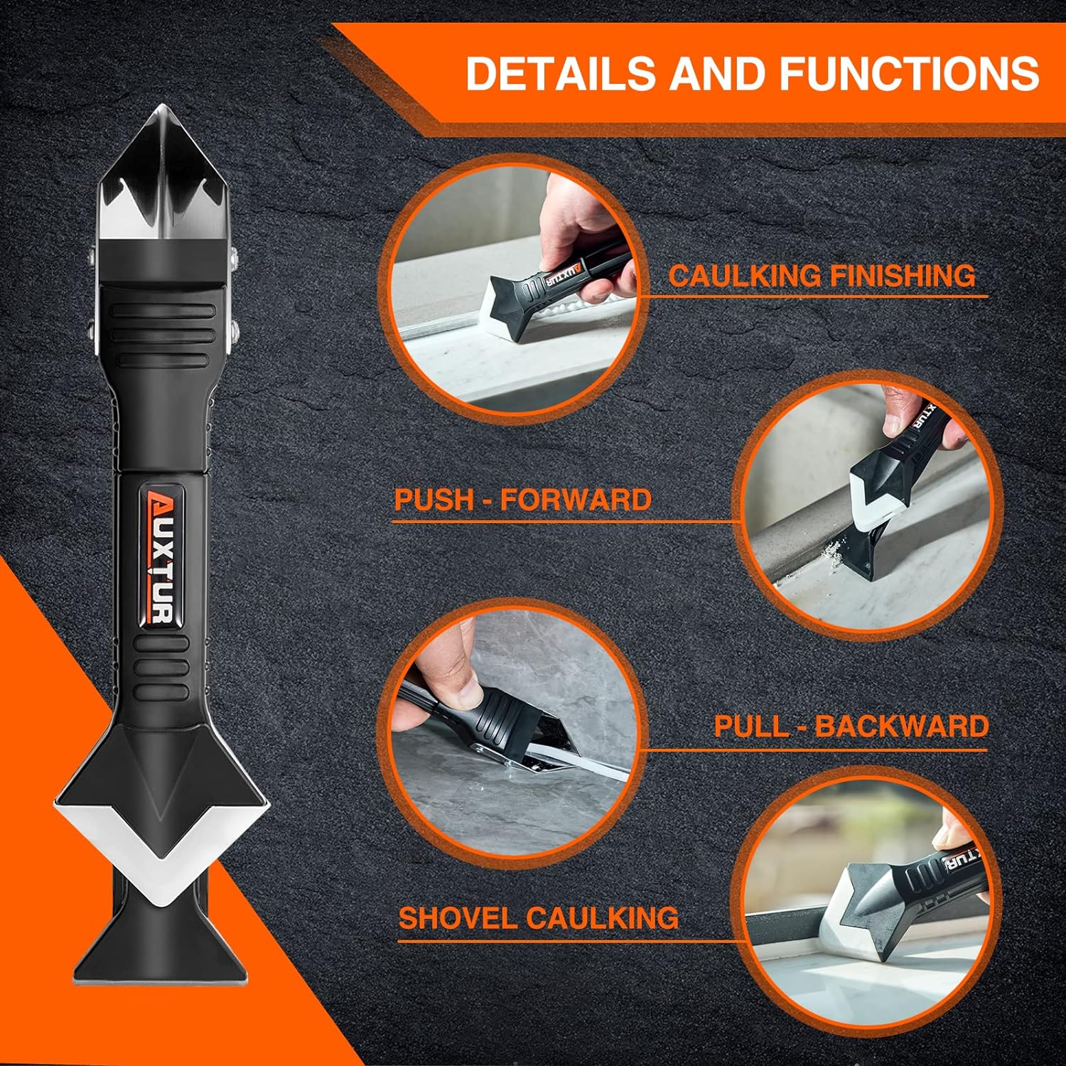 UKLL-Silicone Caulking Tool, 3 in 1 Caulking Finishing Tool Kit(Stainless Steelhead), Grout ...