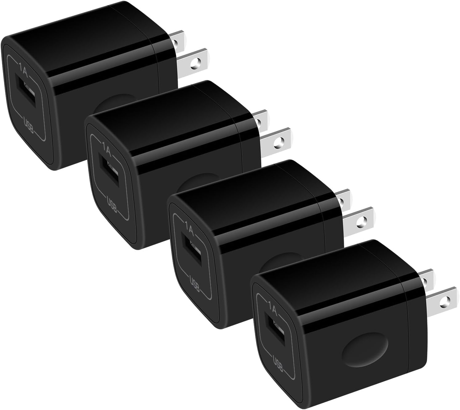UKLL-Single Port Charging Block, 4Pack 1A/5V Black Wall Charger Box USB ...