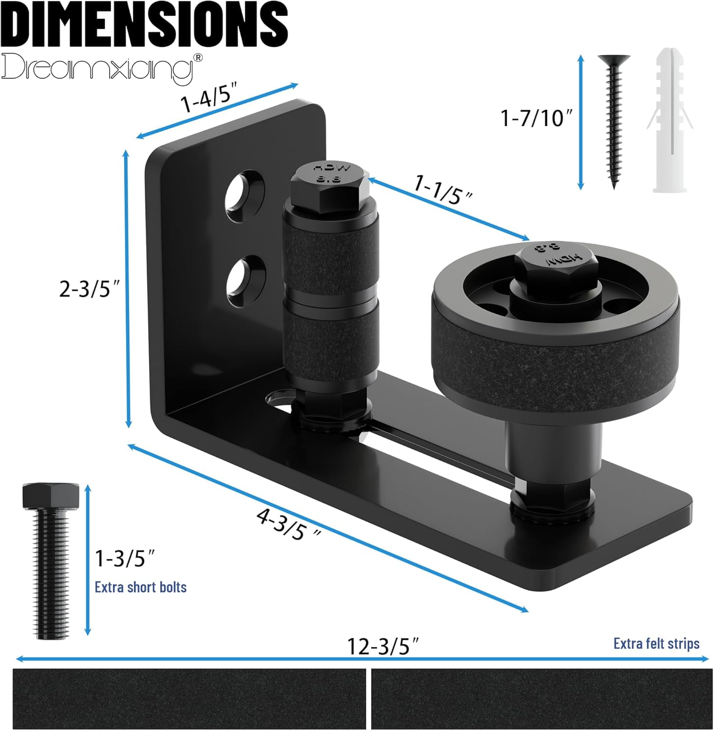 UKLL-Sliding Barn Door Floor Guide, Wall Mount Stay Roller with 8 Setup ...