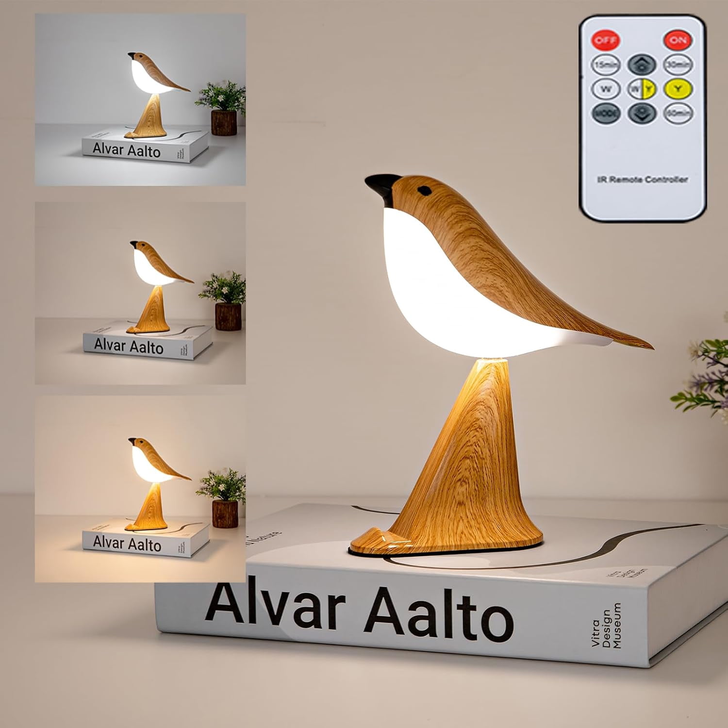 UKLL-Small Bird Desk Lamp, Rechargeable Cordless Table Lamp with 3 ...