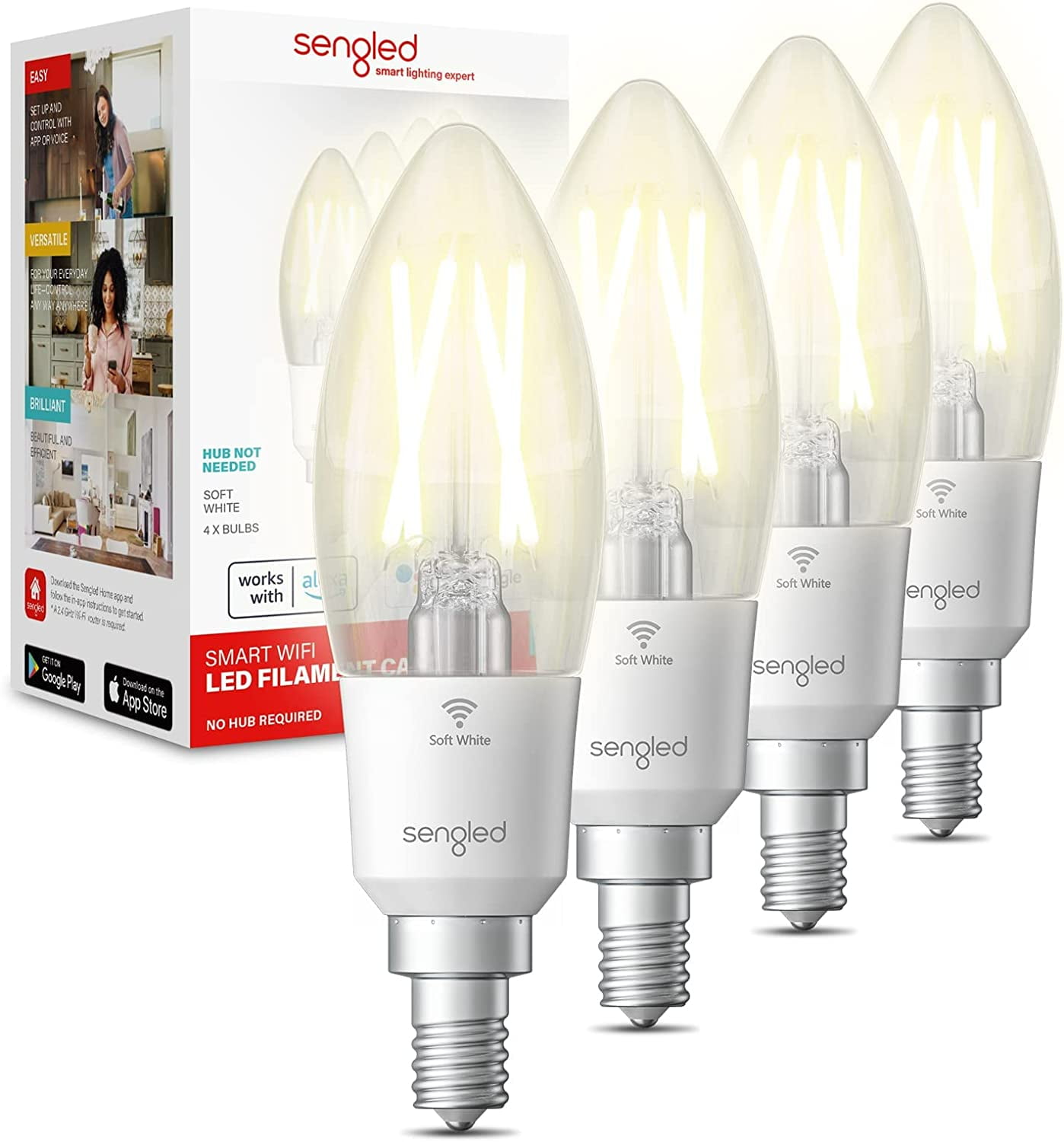 UKLL-Smart Light Bulbs, WiFi Candelabra Led Bulbs, Smart Edison Vintage ...