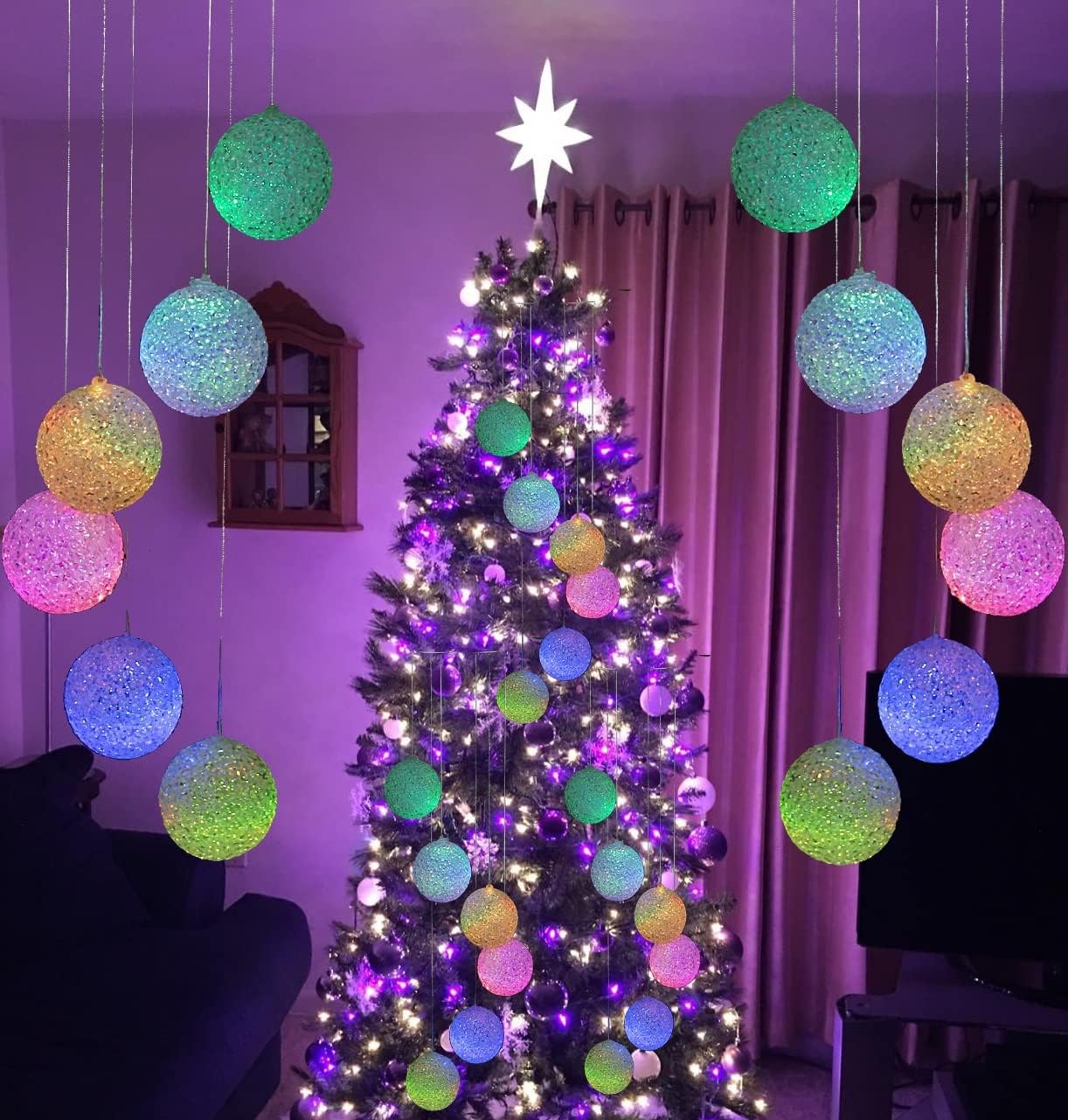 UKLL-Solar Wind Chime Light Outdoor Changing Color Lighted Planet Moon ...