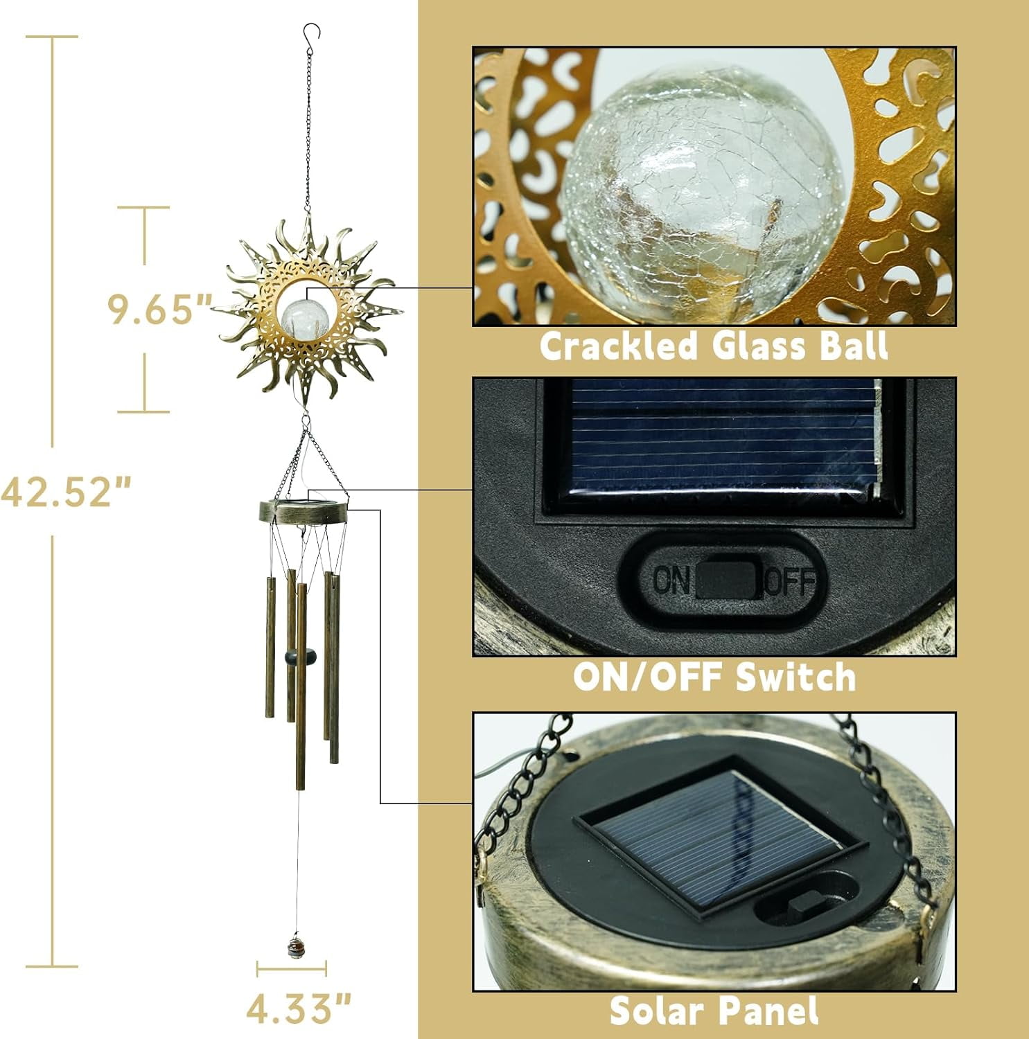 UKLL-Solar Wind Chimes for Outside, Sun Windchimes Outdoors for Porch ...