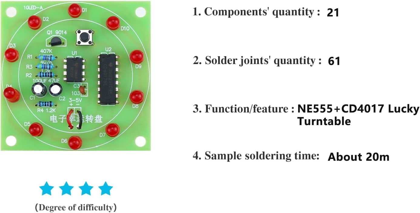 UKLL-Soldering Practice Kit Electronic Lucky Wheel DIY Soldering Kit - Fun Probability Game ...