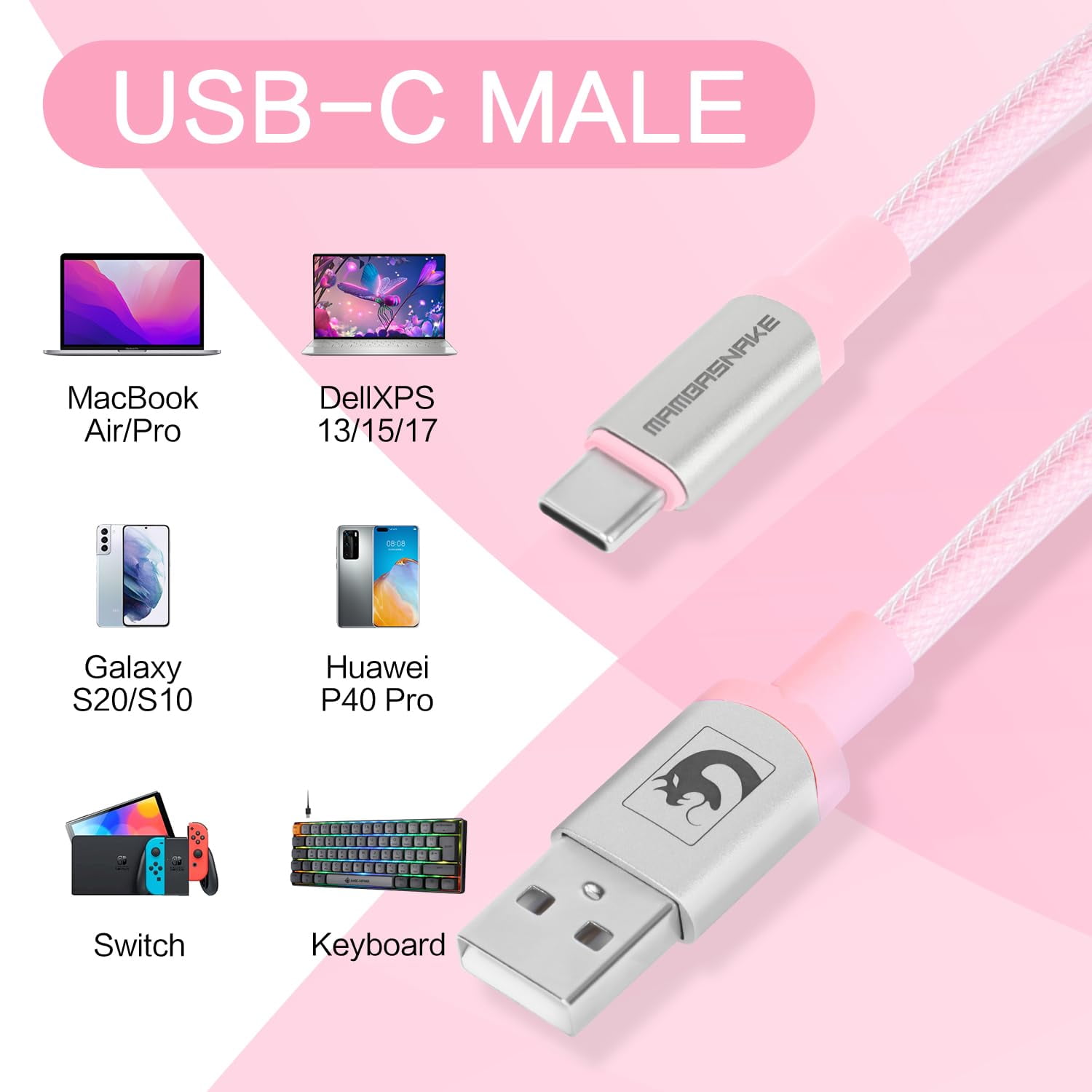 UKLL-Spiral Type-C to USB A Gaming Mechanical Keyboard Cable ...