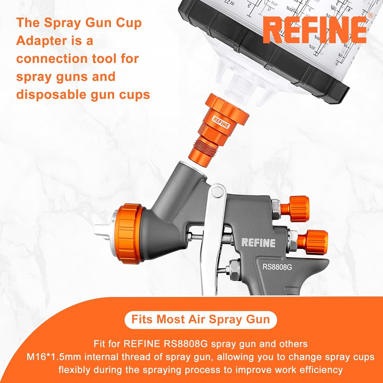 UKLL-Spray Gun Cup Adapter, External Thread Adapter, M16*1.5mm Thread ...