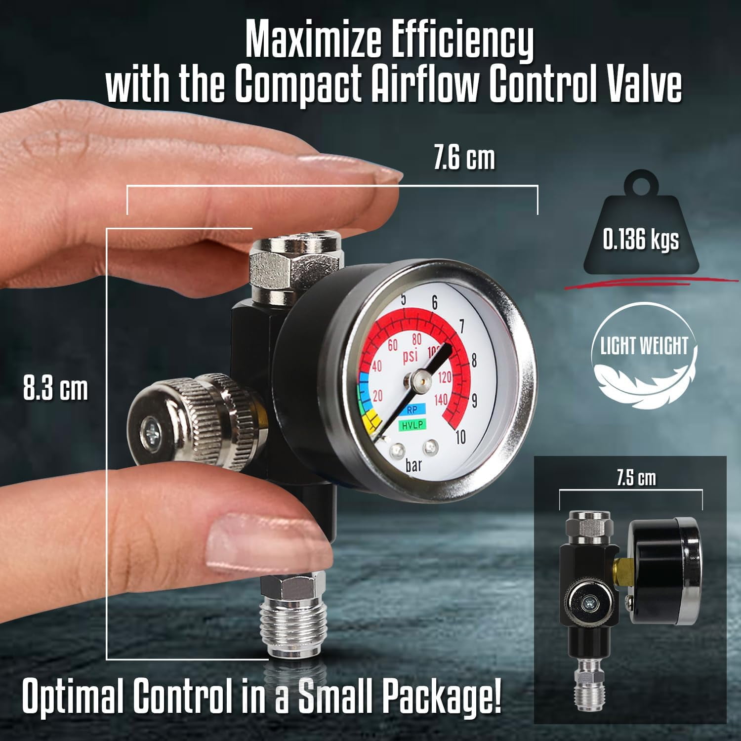 UKLL-Spray Gun Regulator Valve Tool, 1/4 NPT Air Pressure Regulator (AR ...