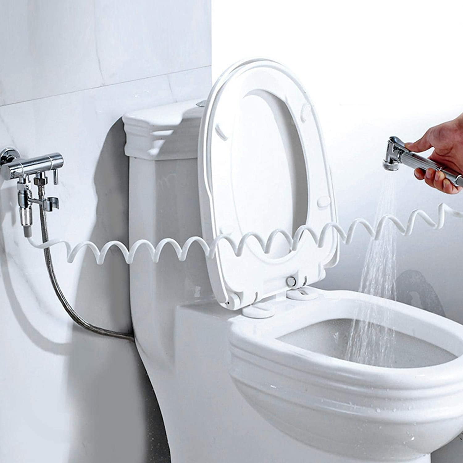 UKLL-Spring Flexible Shower Hose, Telescopic Handheld Bidet Sprayer ...