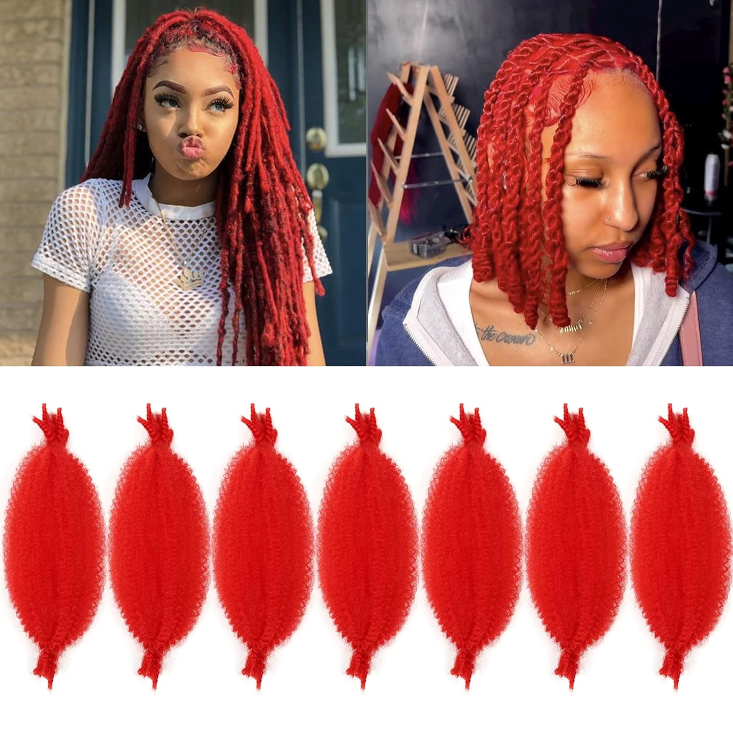 UKLL-Spring Twist Hair 8 Inch 7 Packs Afro Kinky Twist Hair Pre Fluffed ...