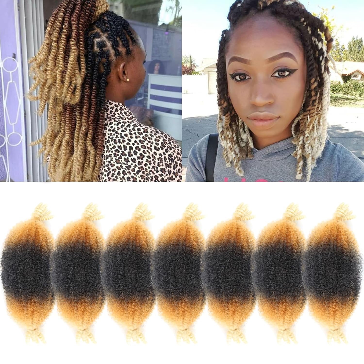 UKLL-Springy Afro Twist Hair 8 Inch 7 Packs Marley Hair Pre-fluffed ...