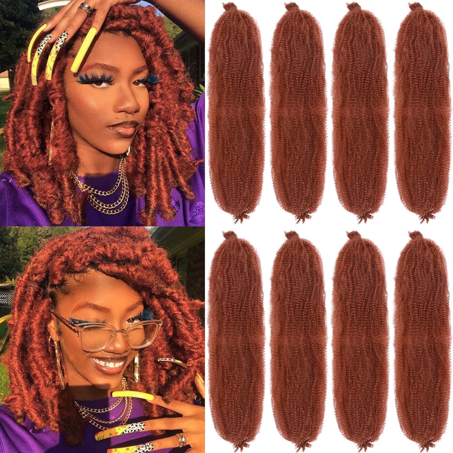 UKLL-Springy Afro Twist Hair 8 Packs Marley Twist Braiding Hair Pre ...