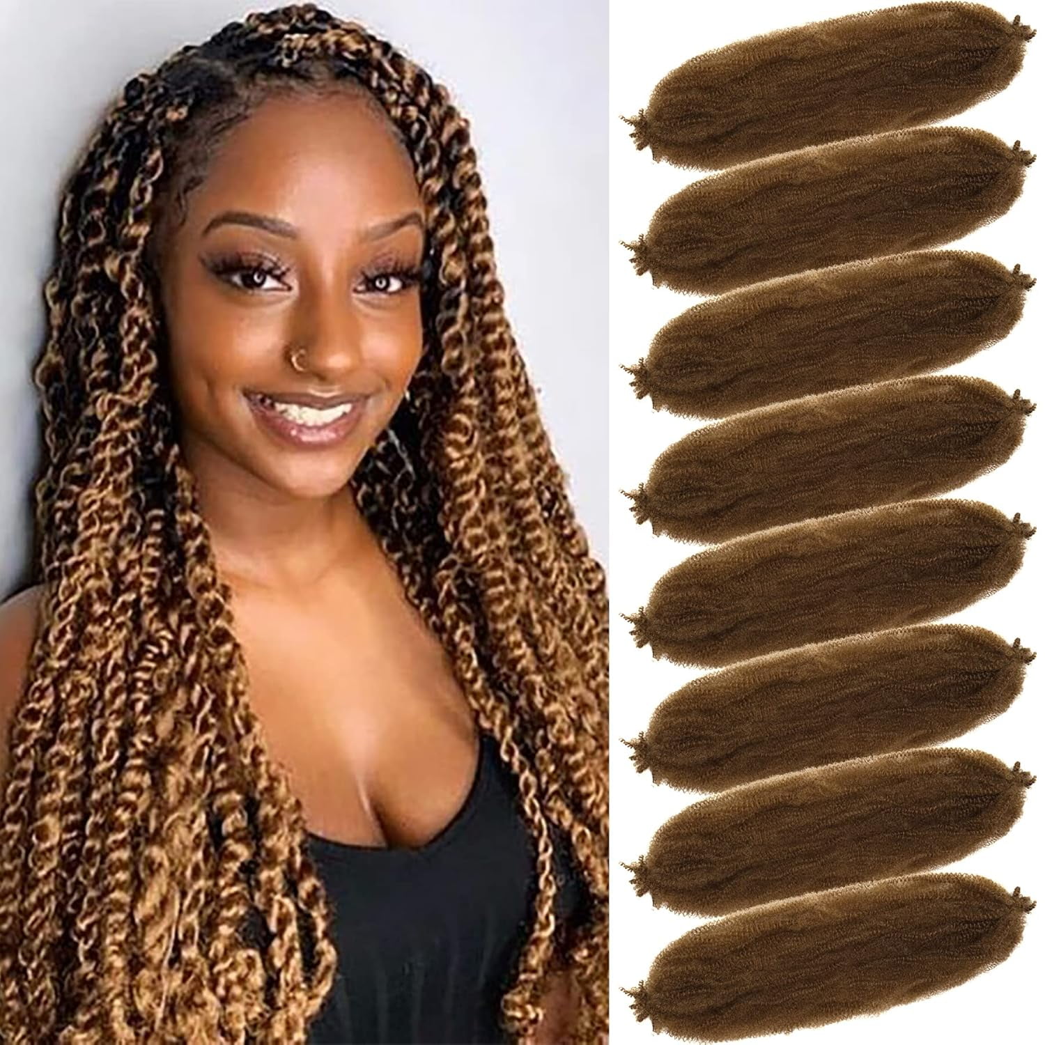 UKLL-Springy Afro Twist Hair 8 Packs Marley Twist Braiding Hair Pre ...