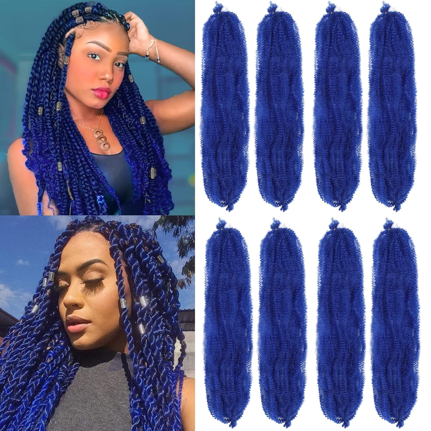 UKLL-Springy Afro Twist Hair 8 Packs Marley Twist Braiding Hair Pre ...