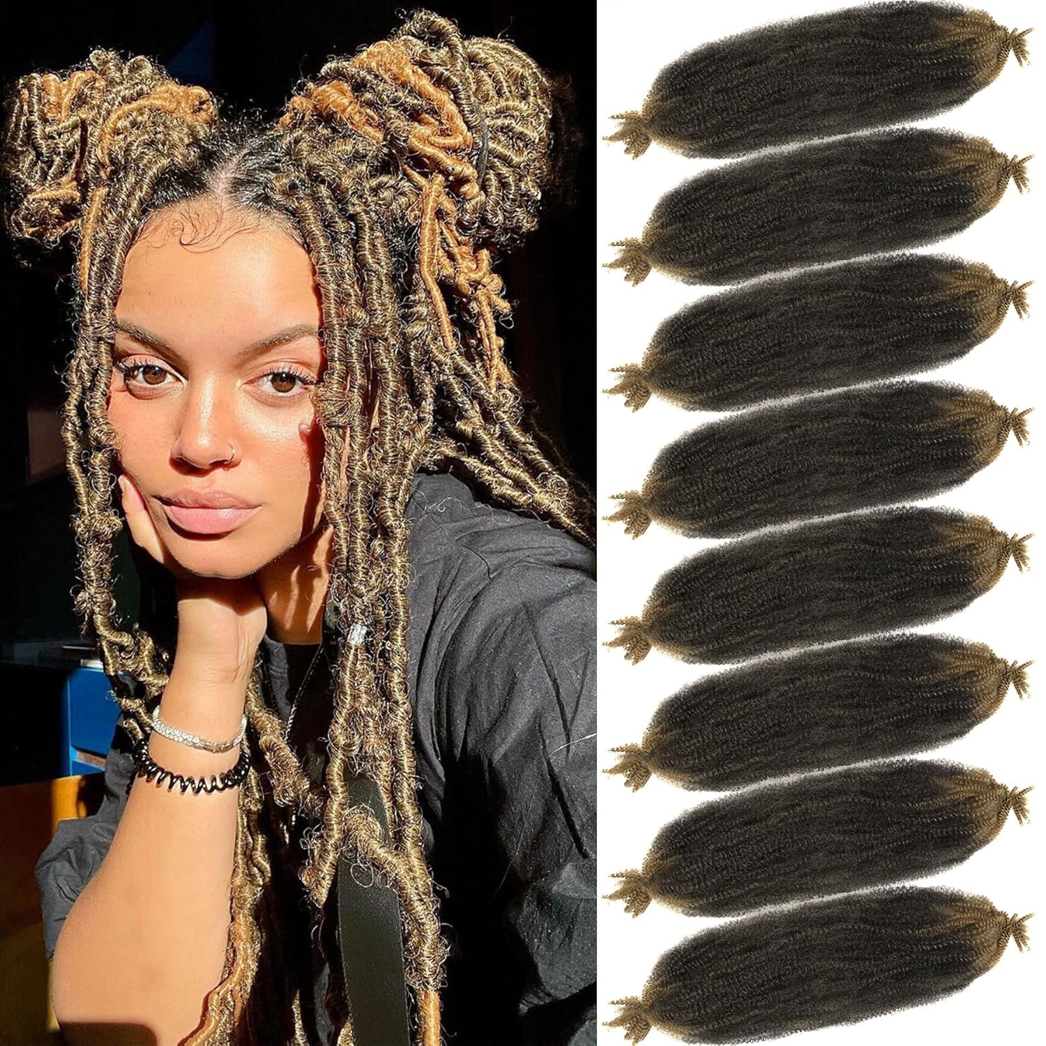 UKLL-Springy Afro Twist Hair 8 Packs Marley Twist Braiding Hair Pre ...