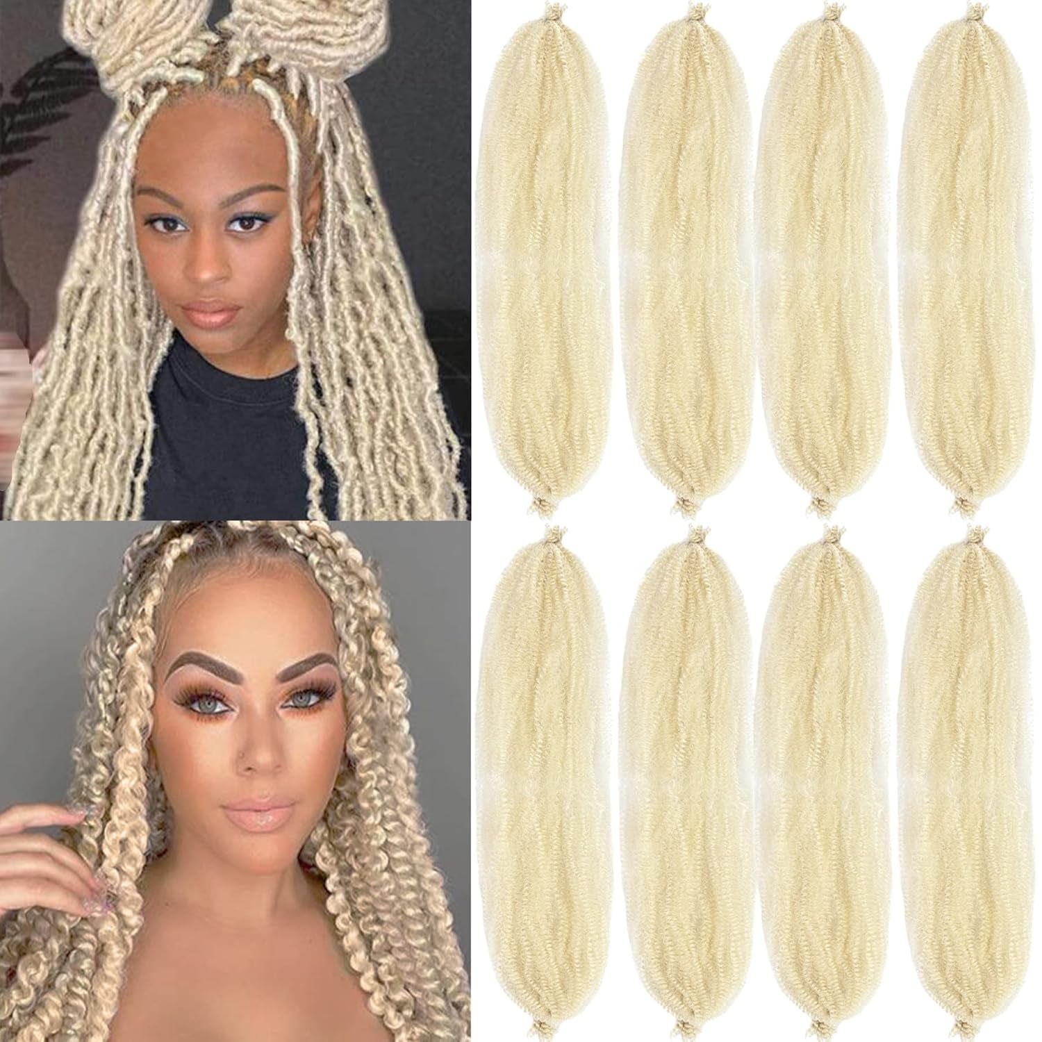 UKLL-Springy Afro Twist Hair 8 Packs Marley Twist Braiding Hair Pre ...