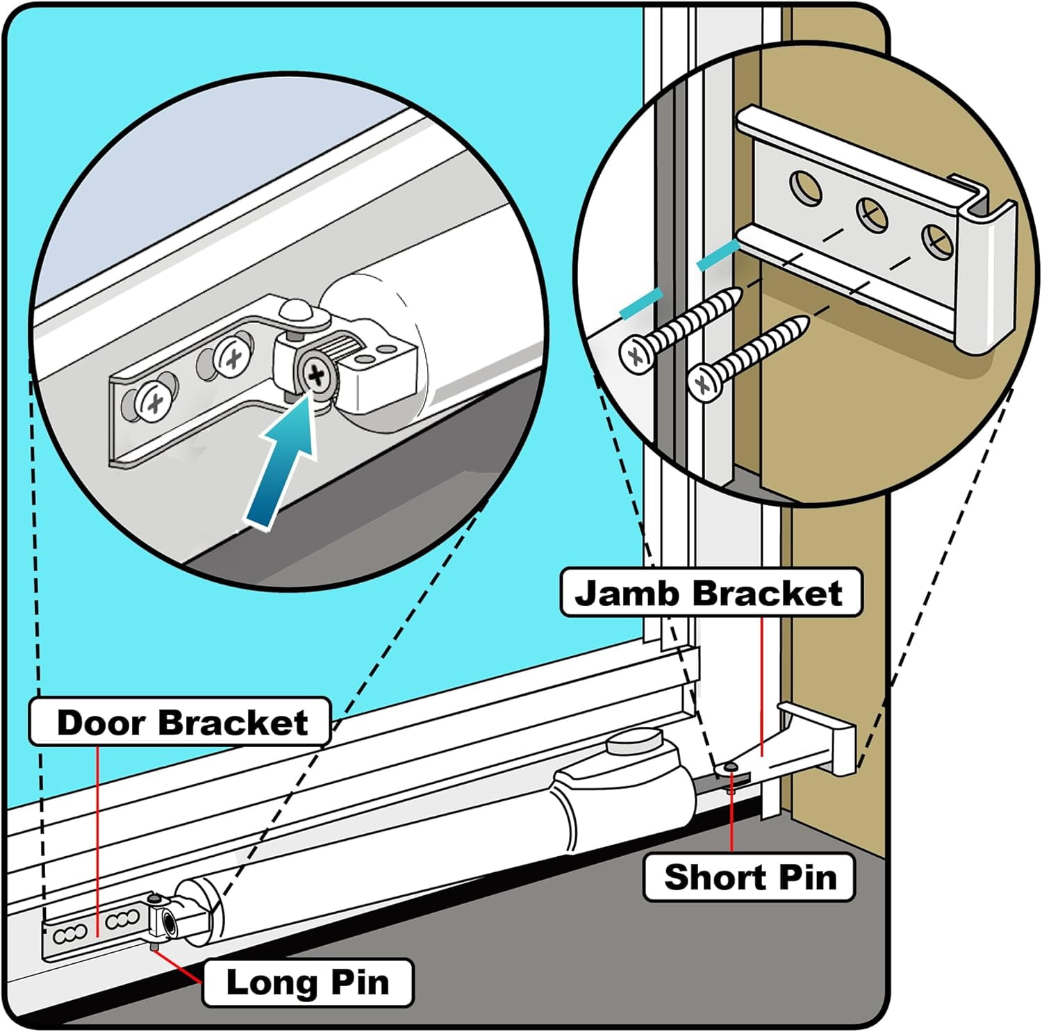 UKLL-Storm Door Closer Kit Compatible with Andersen/Emco/Larson/40201 ...