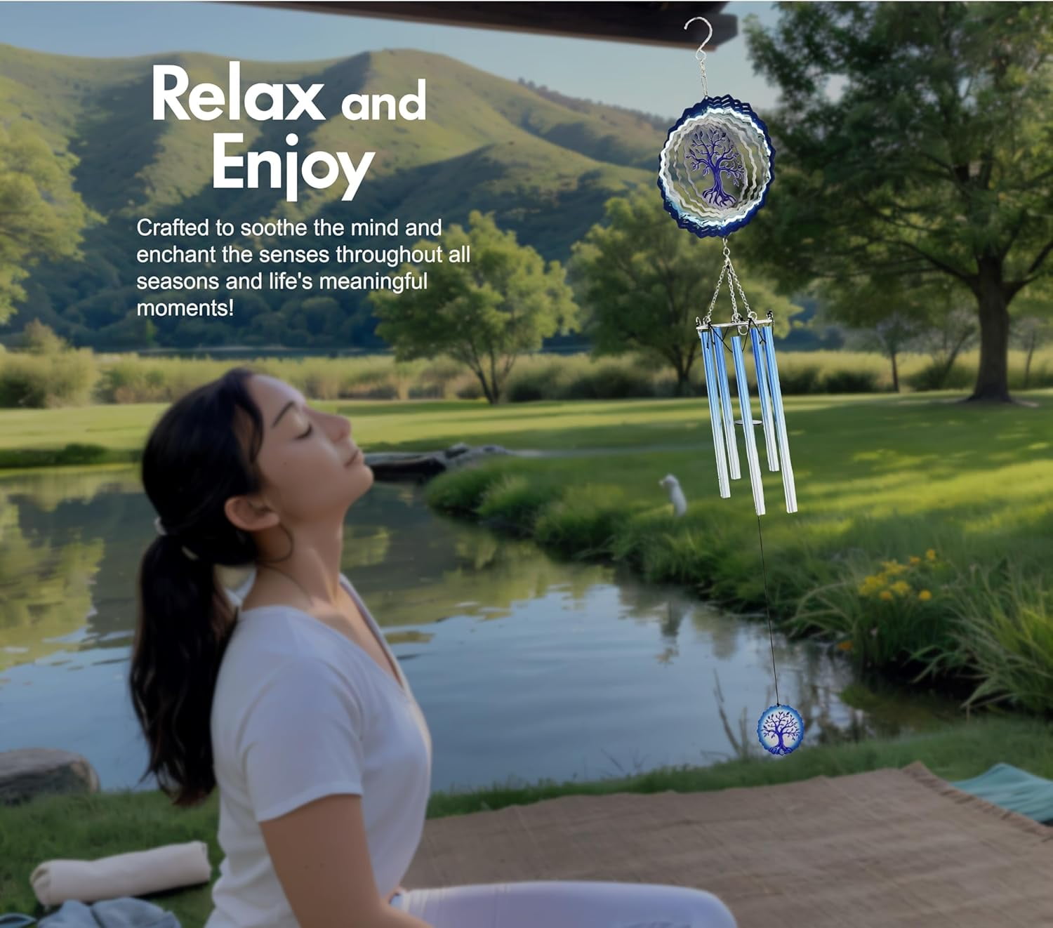 UKLL-Sympathy Wind Chimes for Outside Deep Tone with 3D Kinetic Wind ...