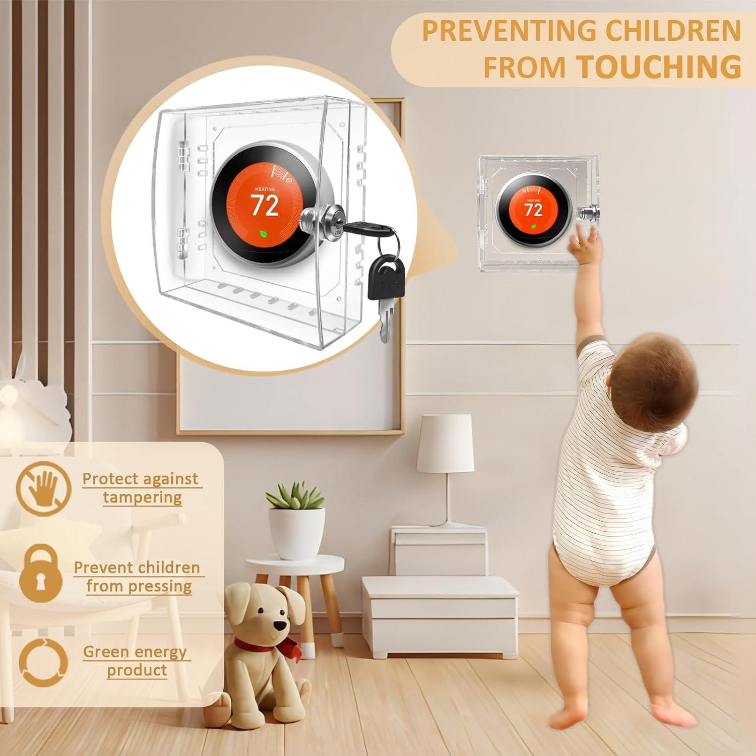 UKLL-Thermostat Lock Box with Key Thermostat Cover Universal Thermostat ...