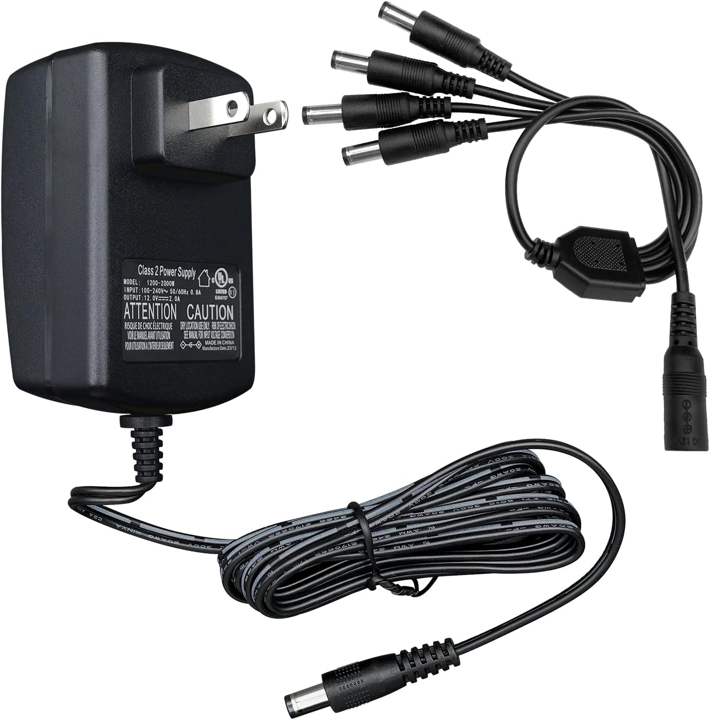 UKLL-UL Listed 12V 2A 10ft AC Adapter, Regulated 12 Volts 2000mA Power ...
