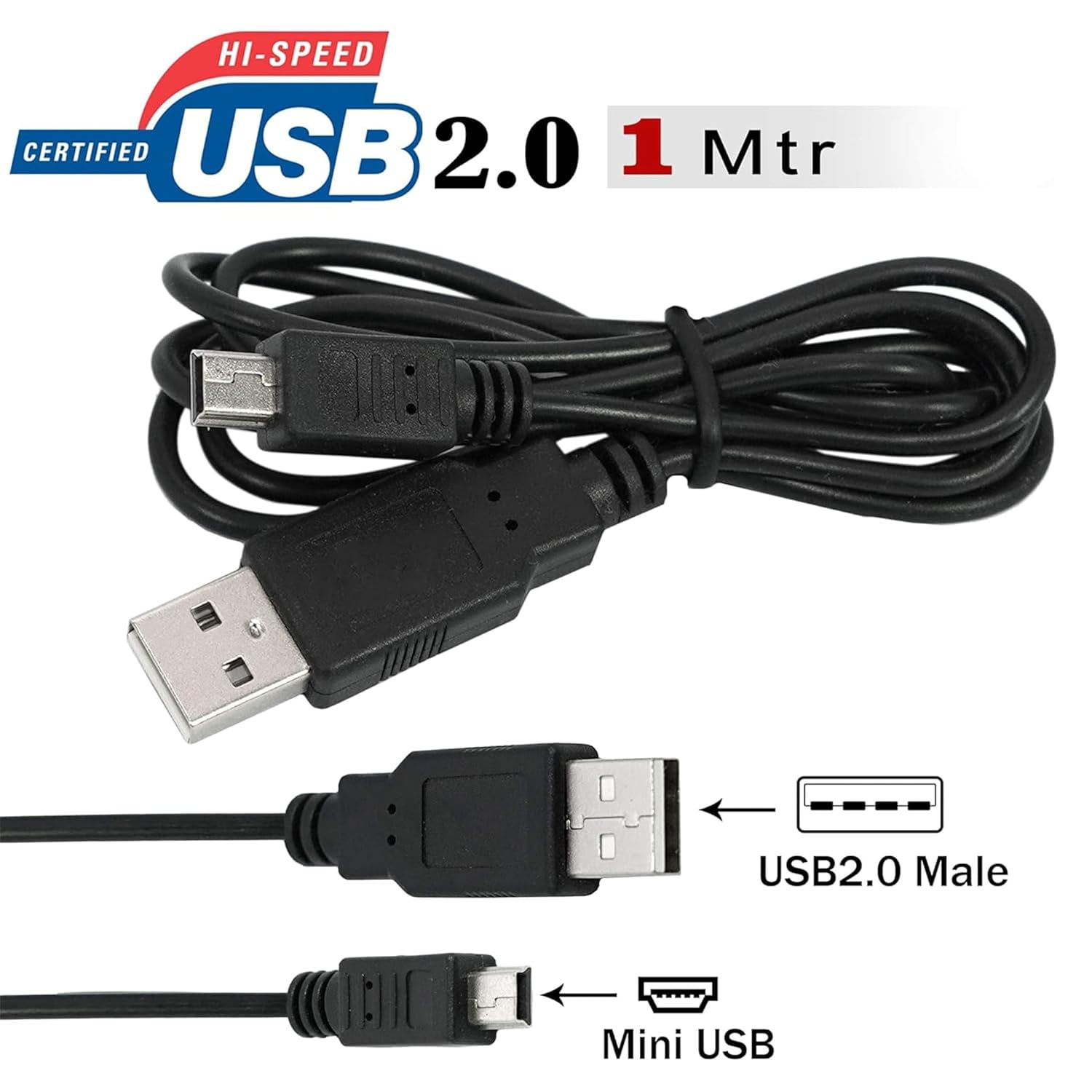 UKLL-USB 2.0 A to Mini 5 pin B Cable for External HDDS/Camera/Card ...