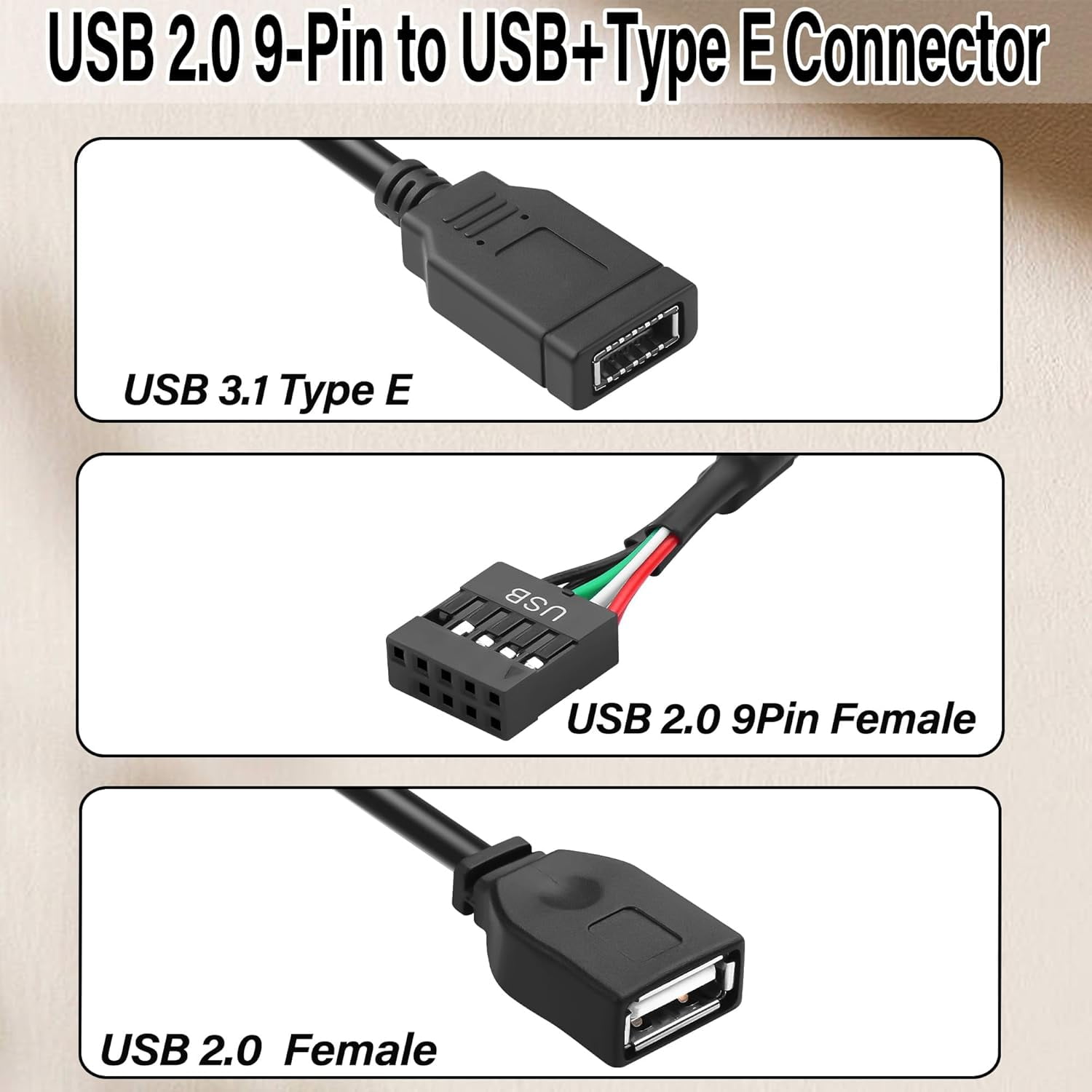 UKLL-USB 2.0 to Type-E Motherboard Header Extension Cable USB 2.0 9 Pin ...