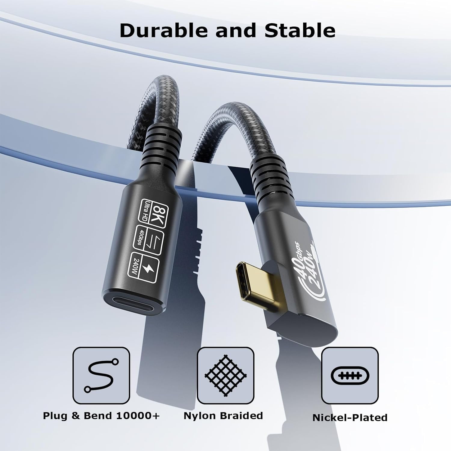 UKLL-USB C 4 Extension Cable, with Thunderbolt 4 Cable, 240 W Charging ...