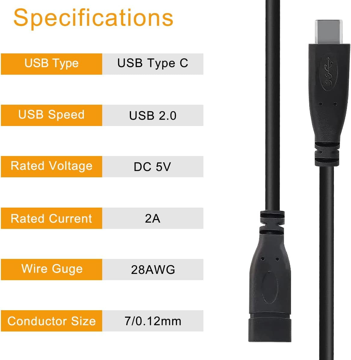 UKLL-USB C Cable Type C Female Male Connector to 4 Pin DIY Solderable ...