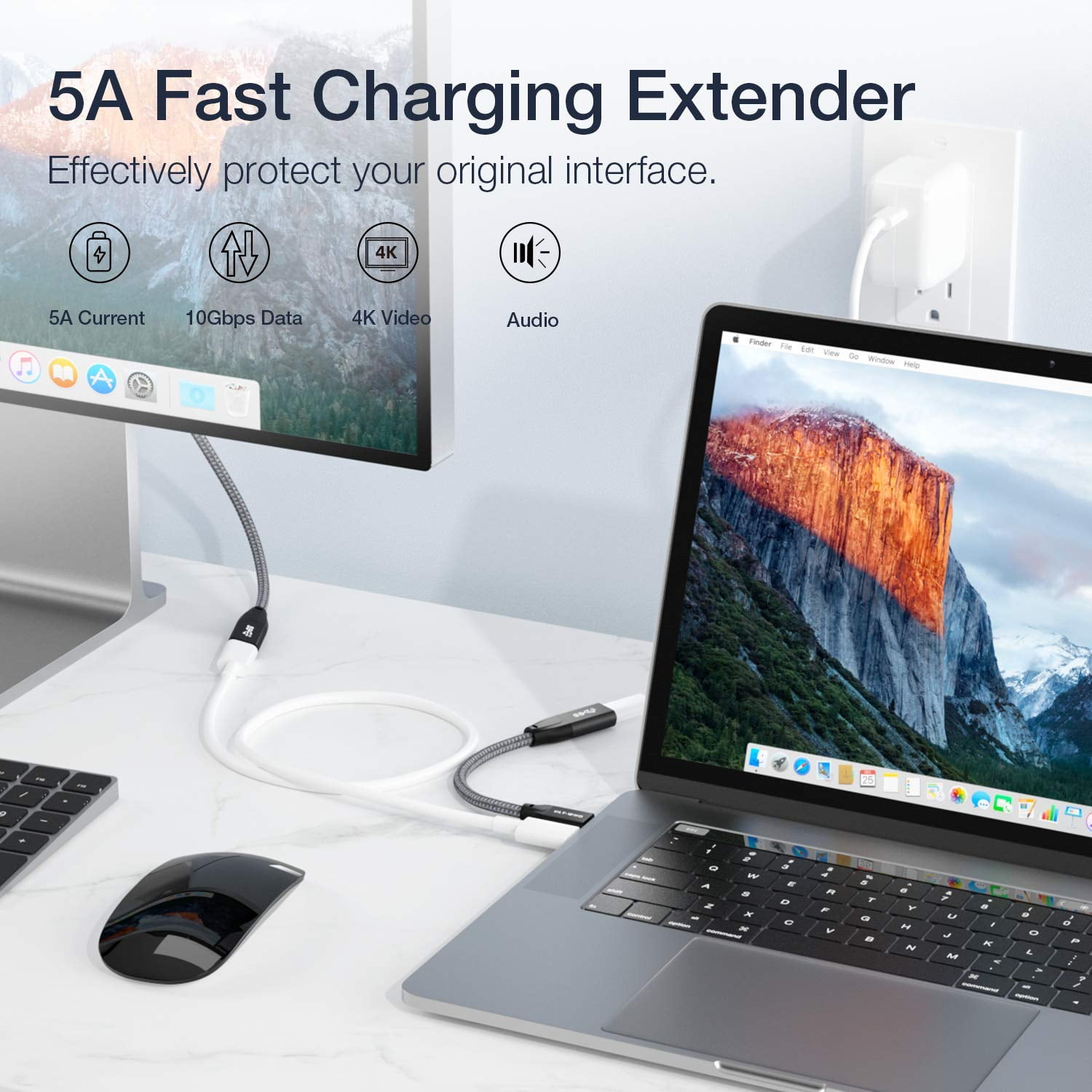 UKLL-USB C Extension Cable 3.3Ft, USB 3.2(10gbps) Type C Male to Female ...