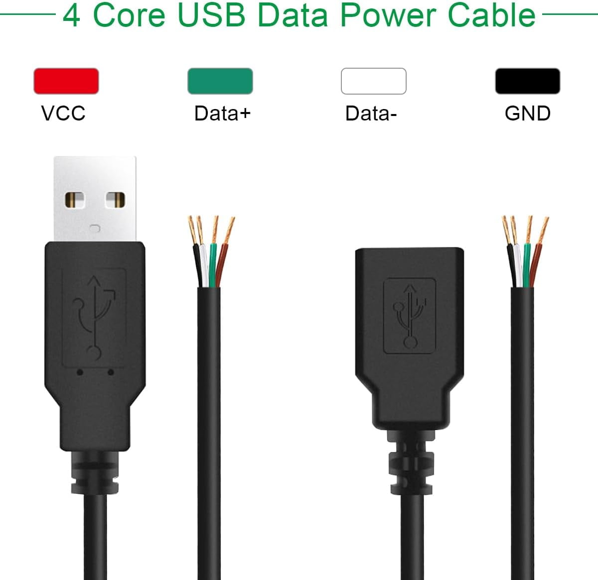 UKLL-USB Cable, USB 2.0 Type A Female Male to 4 Pin DIY Open Wire Data ...