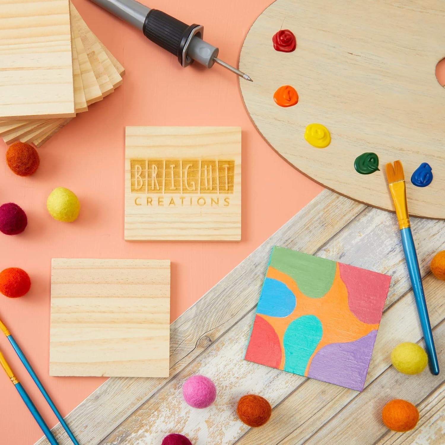 UKLL-Unfinished Wooden Square Cutouts for Crafts, 1/4 inch Thick Wood ...