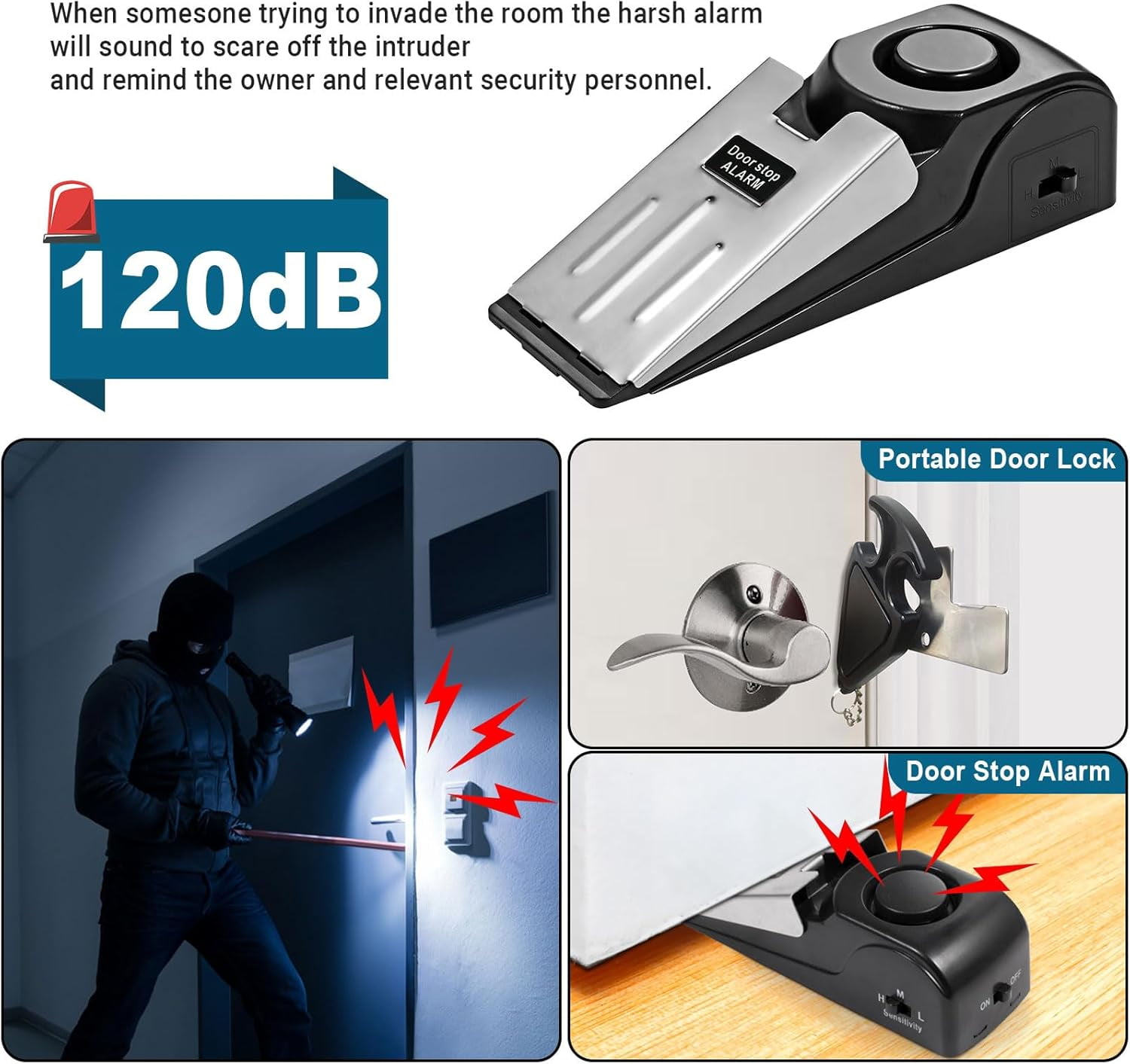 UKLL-Upgraded Portable Door Lock & Door Stop Alarm, Dual Protection ...