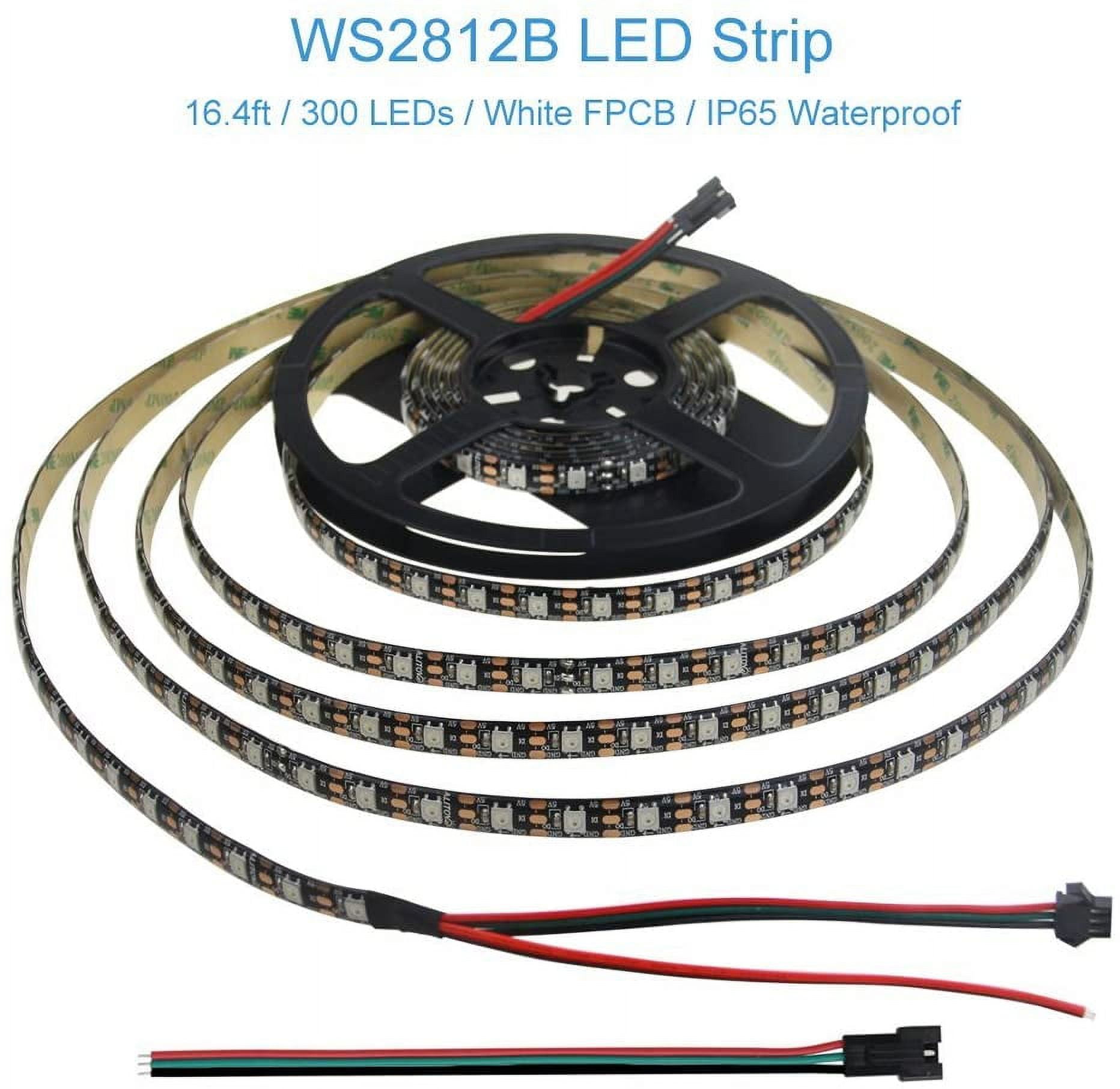 UKLL-WS2812B Addressable 300 Pixels RGB LED Strip Light 5m/16.4ft Programmable Dream Color ...