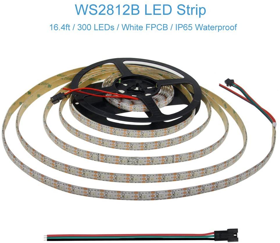 UKLL-WS2812B Addressable LED Strip Light 16.4ft 300 LEDs Programmable ...