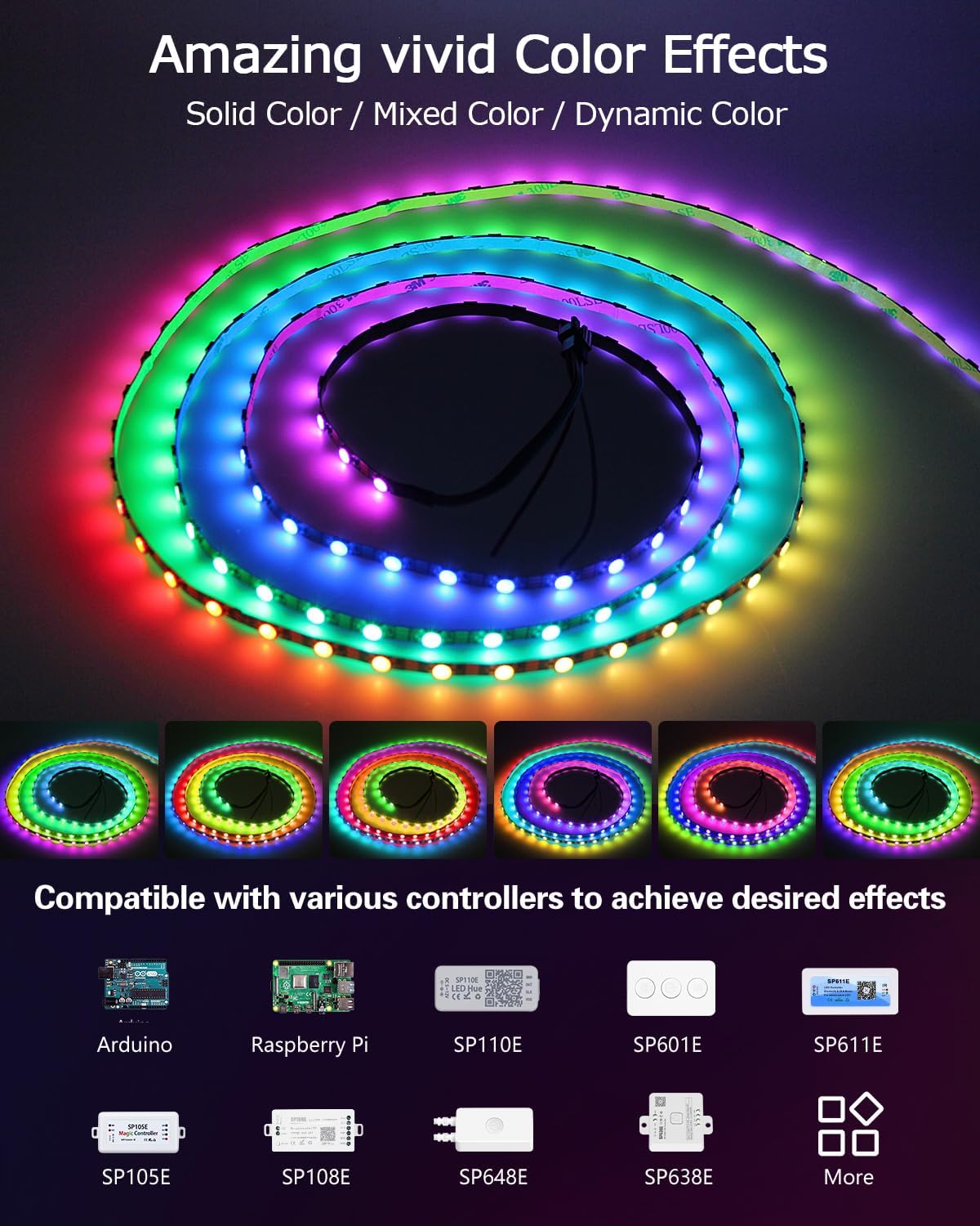 UKLL-WS2812B LED Strip, 5mm Width Super Narrow RGB Addressable Light ...