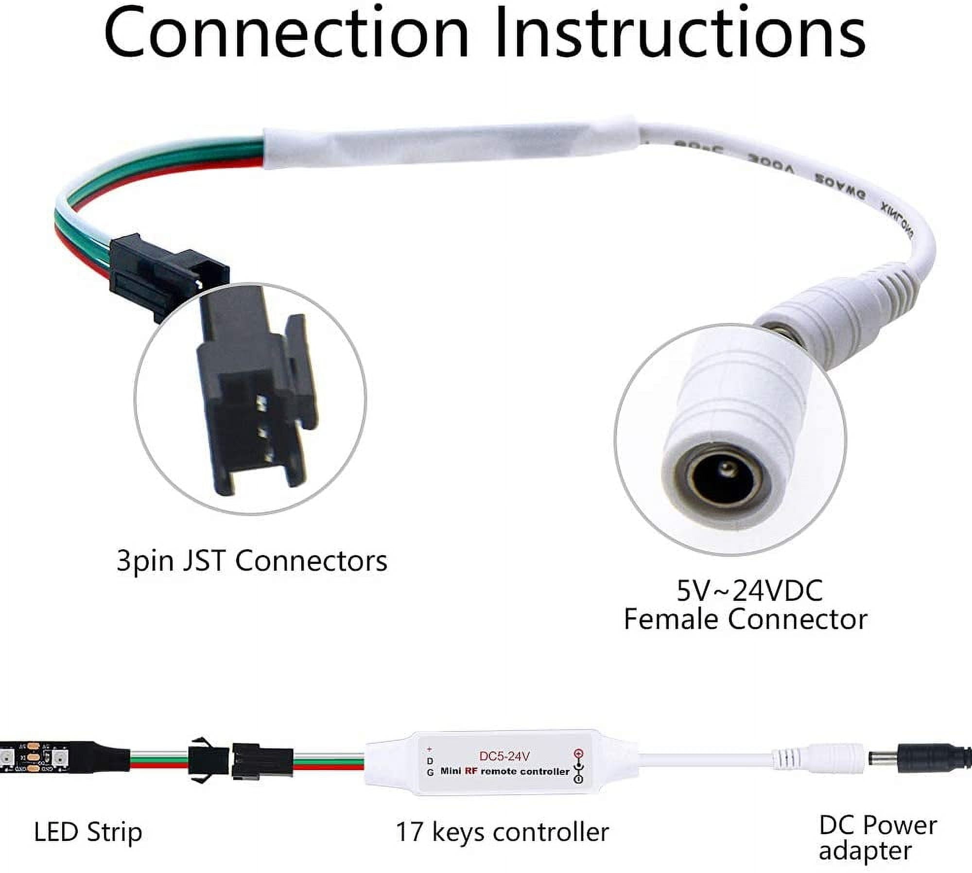 UKLL-WS2812B WS2811 Addressable LED Controller RF Remote Wireless Mini ...