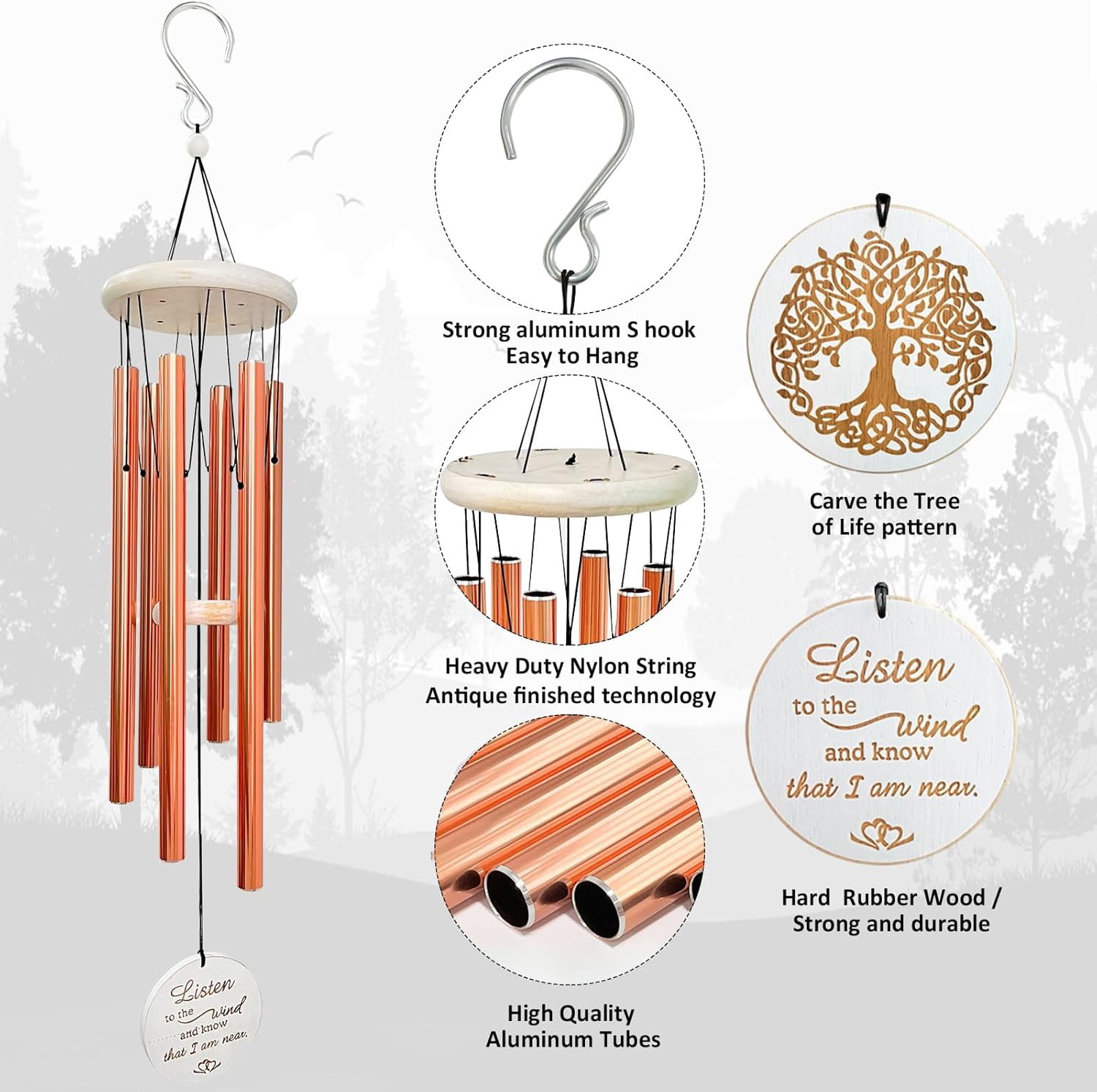 UKLL-Wind Chimes for Outside Tree of Life WindChimes for Loss of Loved ...