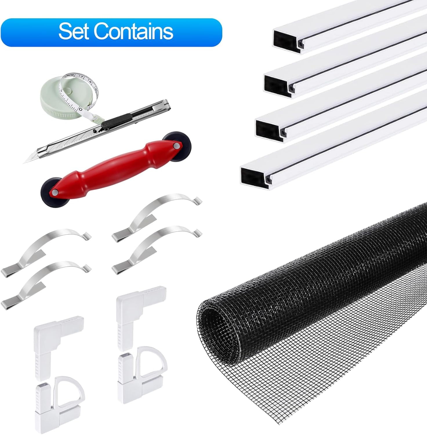 UKLL-Window Screen Frame Kit 5/16 in x 1/8 in x15inX19in Fiberglass ...