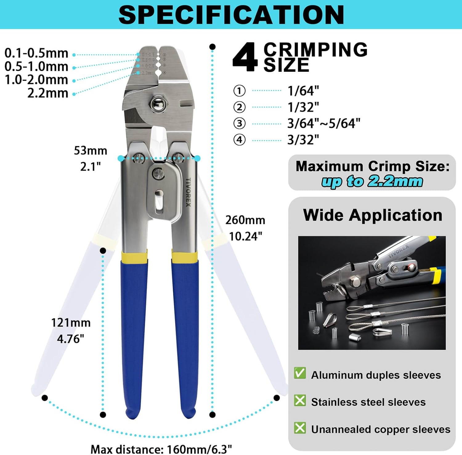 UKLL-Wire Rope Crimping Tool, Swager Tool for Aluminum Crimping Loop ...